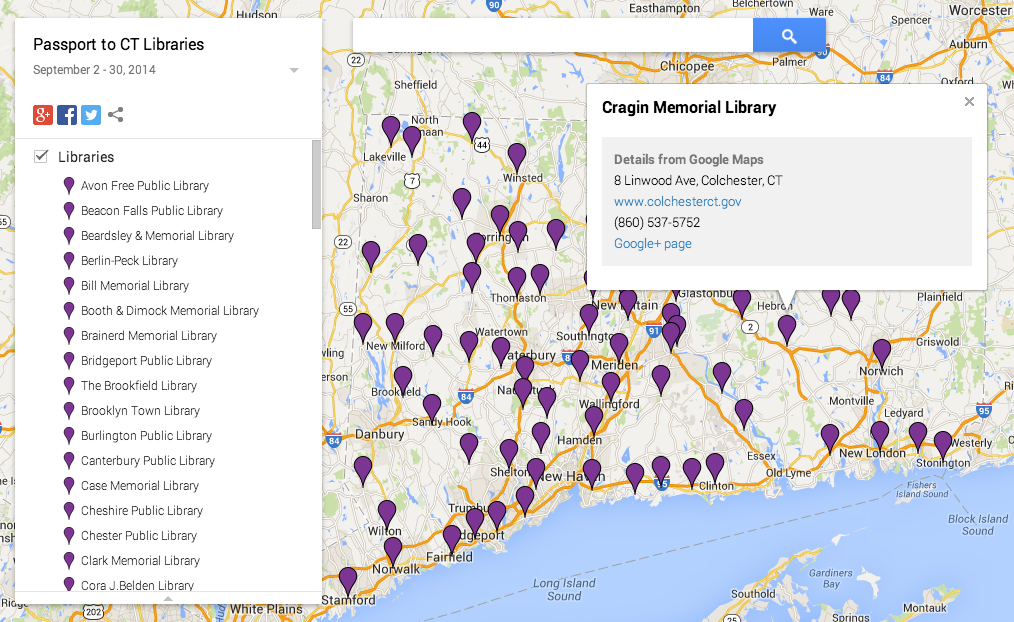 Map of Passport to Connecticut Libraries | The Egge Adventure